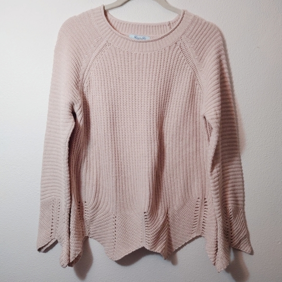 She and Sky | Sweaters | She Sky Cream Crochet Triangle Hem Sweater M ...